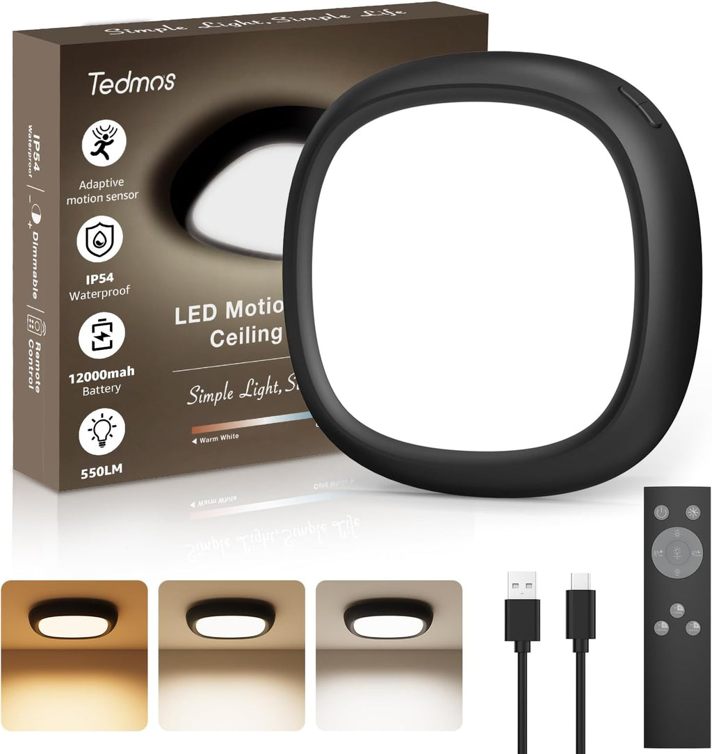 Tedmos Rechargeable Motion Sensor Ceiling Light with Remote – Tedmos ...