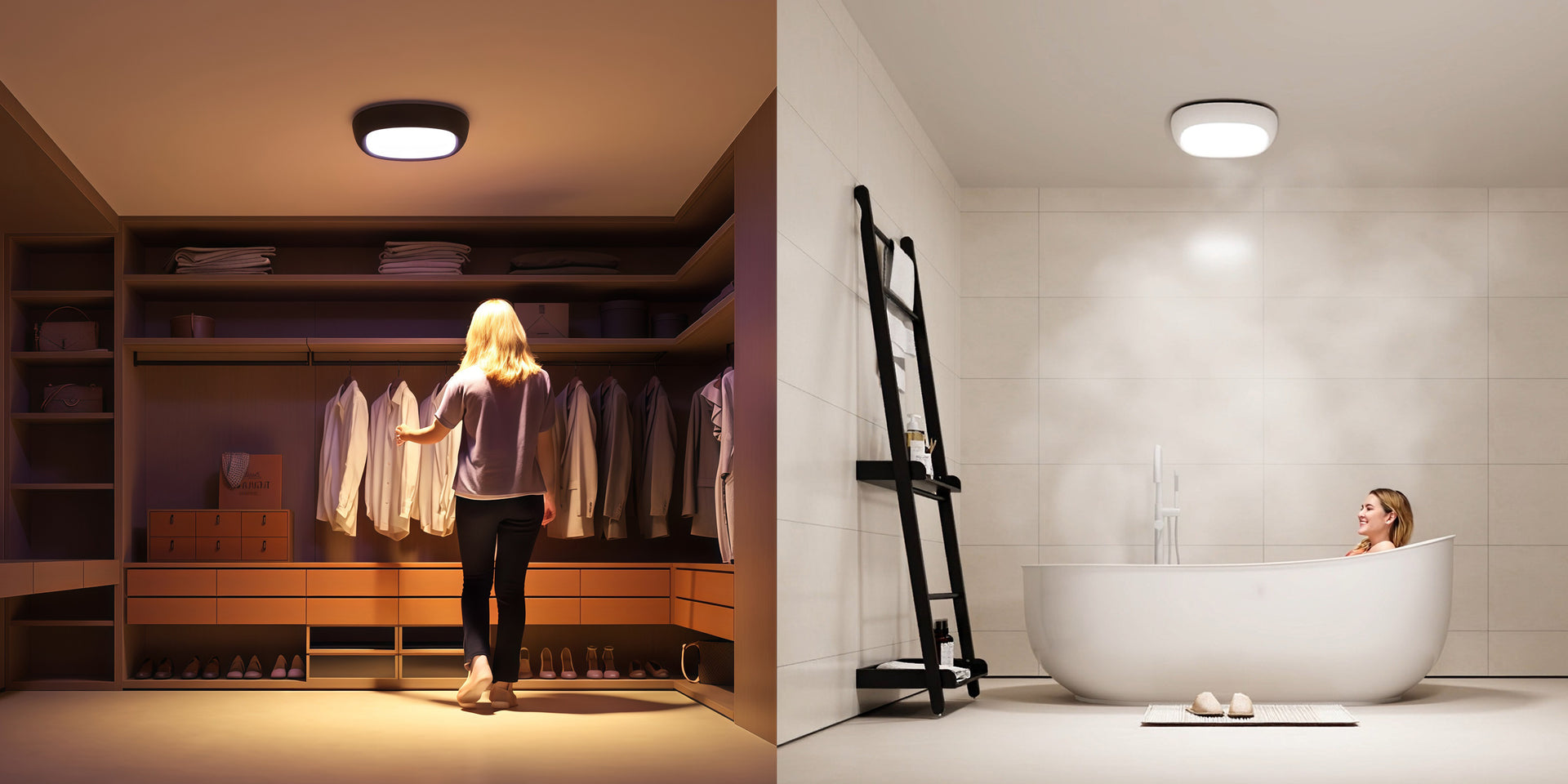 Rechargeable Battery Ceiling Light Wireless Waterproof Shower Lights ...